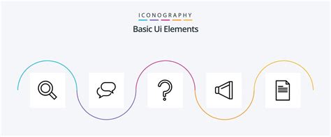 Basic Ui Elements Line 5 Icon Pack Including Data File Help Volume Sound 18529878 Vector Art