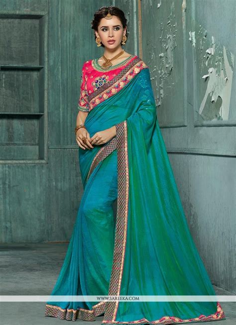 Shop Art Silk Lace Work Shaded Saree Online 70325