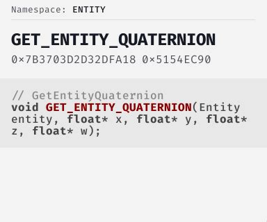 GetEntityQuaternion FiveM Natives Cfx Re Docs