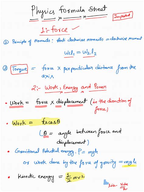 Icse Class 10 Physics Formula Sheet Pdf