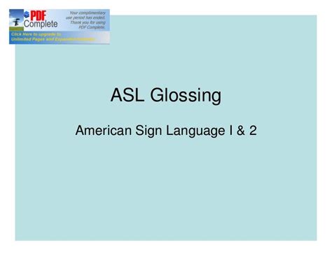 Asl Glossing