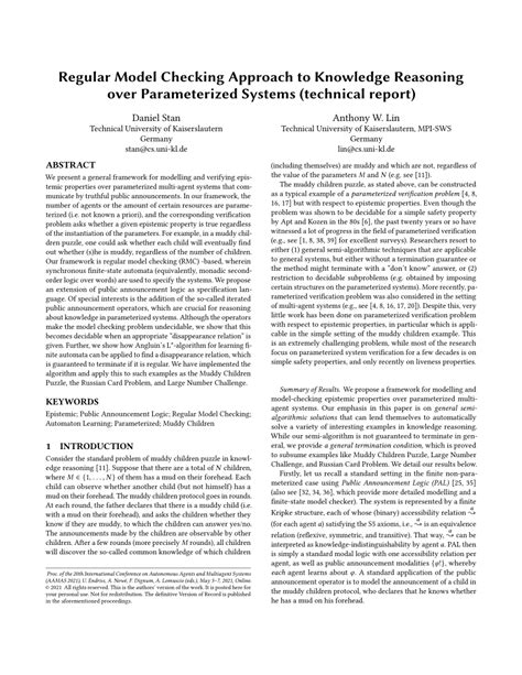 PDF Regular Model Checking Approach To Knowledge Reasoning Over