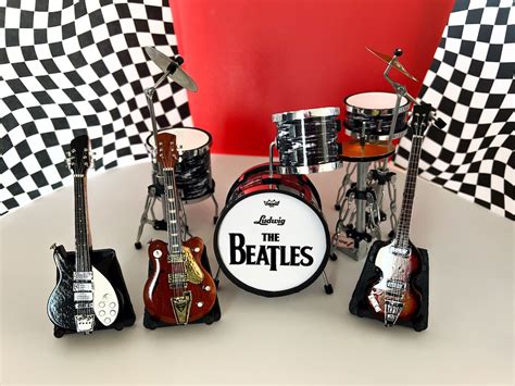 Dollhouse Miniature 1 12 Beatles Ringo Starr Drum Set With Guitars
