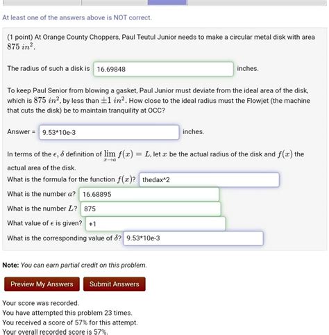 SOLVED At Least One Of The Answers Above Is NOT Correct Point At