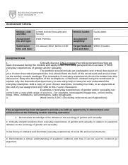 Gender And Sexuality Brief Docx Assessment Criteria Module Code And Title LC Gender