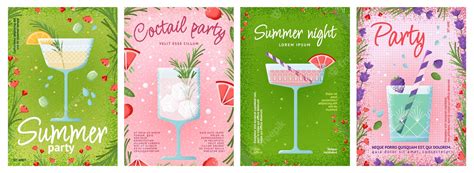 Premium Vector Drinks Posters Juice Cover Templates Summer Party On