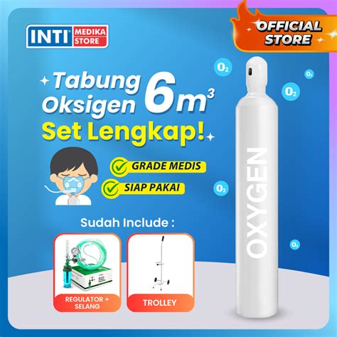 Tabung Oksigen Set 6m3 Trolley Regulator Tabung Oxygen