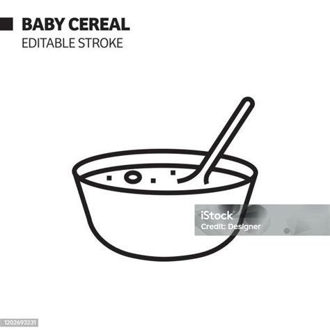 嬰兒穀物線圖示輪廓向量符號插圖圖元完美可編輯的描邊向量圖形及更多嬰兒食品圖片 嬰兒食品 商標 圖示 Istock