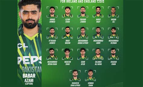 Cricket Pak Squad For T 20i Against Ireland England