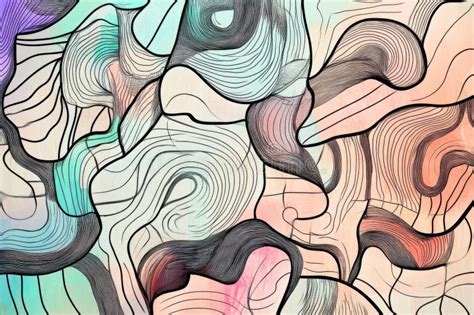 Abstract Hand Drawn Doodle Style Lines Overlapping And Creating Soft Intricate Patterns That