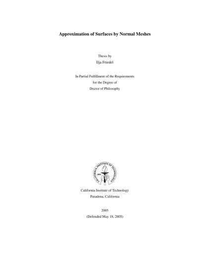 Approximation Of Surfaces By Normal Meshes