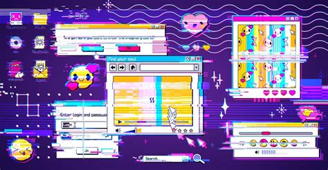 Retro Y2k Window Browser Screen With Glitch Effect 21494050 Vector Art