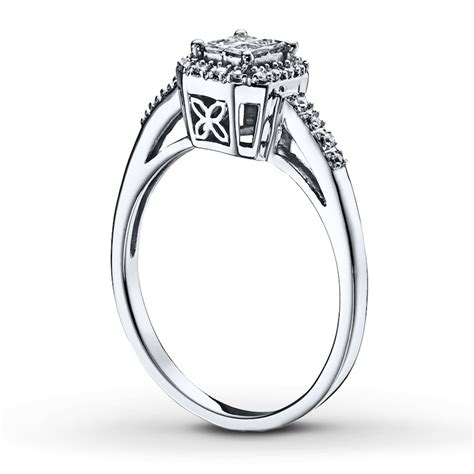Diamond Ring 14 Ct Tw Princess Cut 10k White Gold Kay