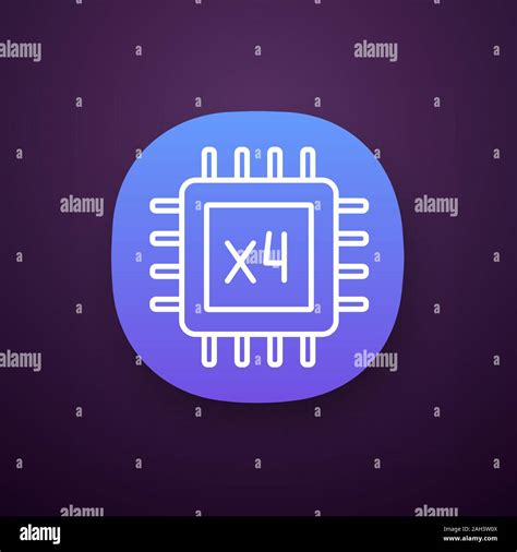 Quad Core Processor App Icon Four Core Microprocessor Microchip Chipset CPU Central