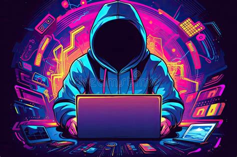 Anonymous Cute Hacker Concept Of Hacking Cybersecur Illustration Ai Generative Stock