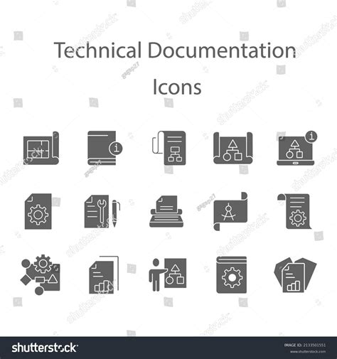 Technical Documentation Icons Set Technical Documentation เวกเตอร์