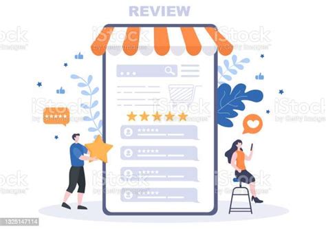 피드백 평가 알림 및 사용자 경험 개념에서 좋거나 나쁜 비율로 별을 주는 벡터 일러스트 고객 검토 개념에 대한 스톡 벡터 아트