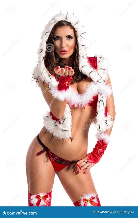 Woman Celebrating Christmas Stock Image Image Of Erotic Prostitute