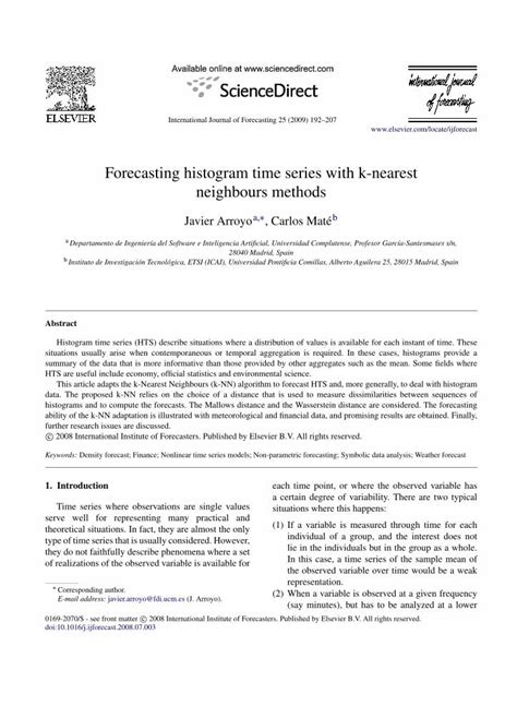 Pdf Forecasting Histogram Time Series With K Nearest Neighbours Methods Dokumentips
