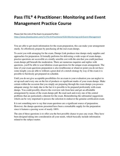Ppt Pass Itil® 4 Practitioner Monitoring And Event Management