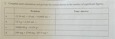 Solved Complete Each Calculation And Provide The Correct Chegg