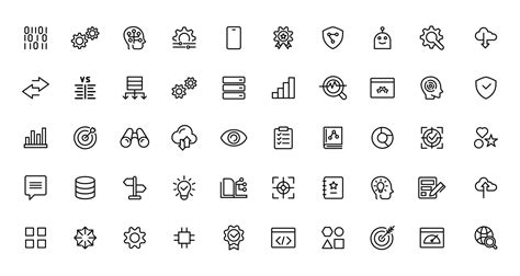 Data Analysis Statistics Analytics Minimal Thin Line Web Icon Set Outline Icons Collection