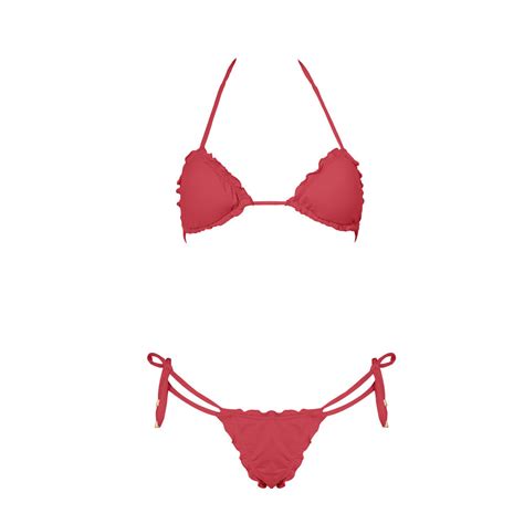 The Ibiza Ripple Bikini Coral Red Seame Swim