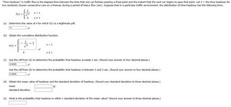 Solved Time Headway In Traffic Flow Is The Elapsed Time