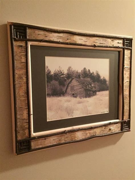 Handcrafted Adirondack White Birch Bark Picture Frame