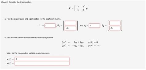 Solved 1 Point Consider The Linear System Y′ 3−52−3 Y A