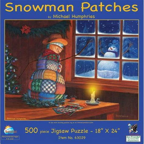 Sunsout Snowman Patches Jigsaw Puzzle 500 Piece