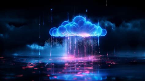 Innovative Cloud Storage Concept With Digital Data Streams And Vibrant