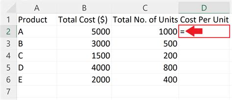 How To Calculate Cost Per Unit In Microsoft Excel Spreadcheaters