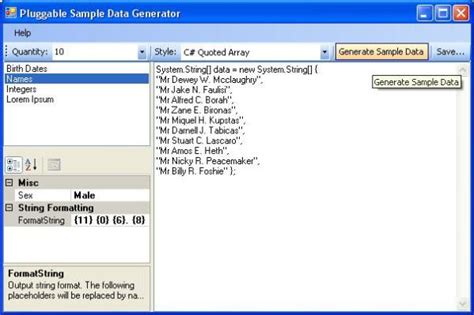 Pluggable Sample Data Generator Framework And Gui Codeproject