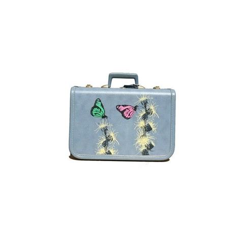 Vintage Hand Screened Suitcase Blue Grasshopper 510 An Eco