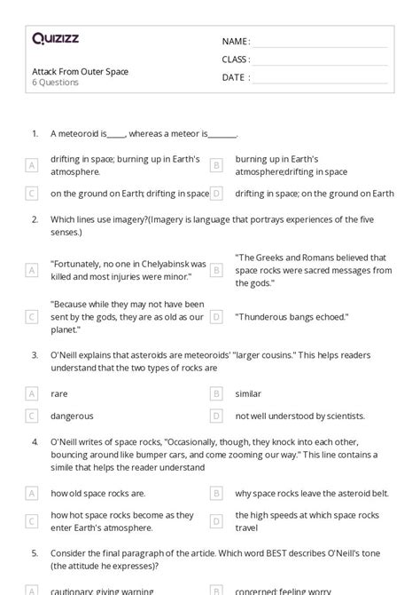 50 Outer Space Worksheets For 8th Grade On Quizizz Free And Printable