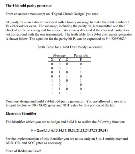 Solved The Bit Odd Parity GeneratorFrom An Ancient Chegg