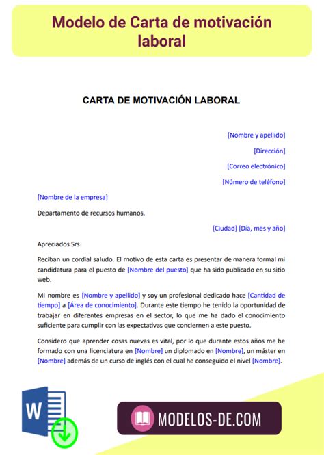 Modelos de Cartas de Motivación gratis en Word