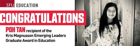 Poh Tan Receives Kris Magnusson Emerging Leaders Award Faculty Of