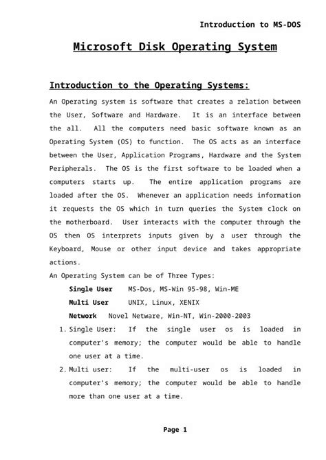 doc introduction to the operating systems caussanel