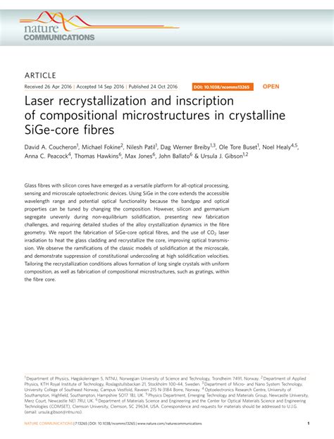Pdf Laser Recrystallization And Inscription Of Compositional Microstructures In Crystalline