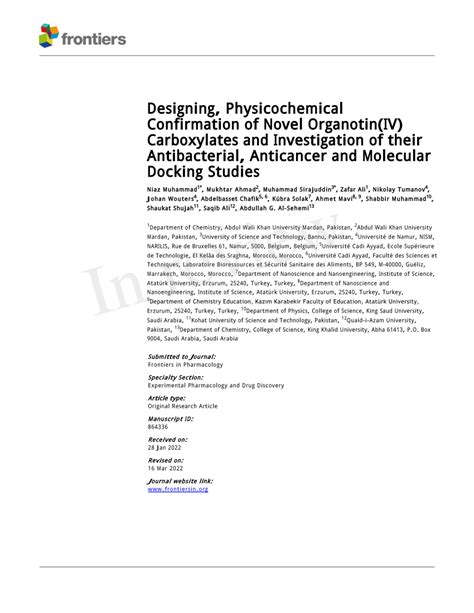 Pdf Designing Physicochemical Confirmation Of Novel Organotiniv