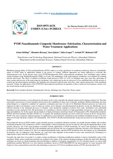Pdf Pvdf Nanodiamonds Composite Membranes Fabrication Characterization And Water Treatment