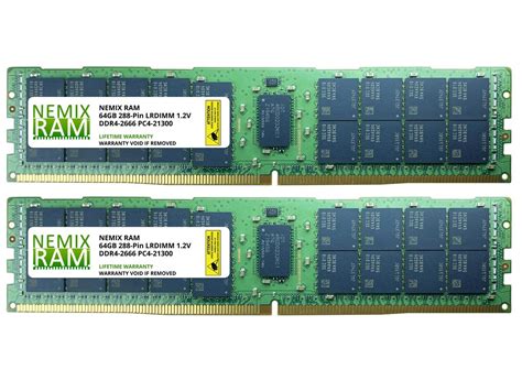 Nemix Ram 128gb 2x64gb Ddr4 2666 Pc4 21300 4rx4 Ecc Load Reduced Memory
