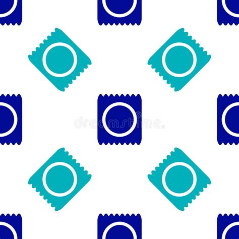 Condón Azul En El Icono Del Paquete Patrón Aislado Sin Fisuras En El