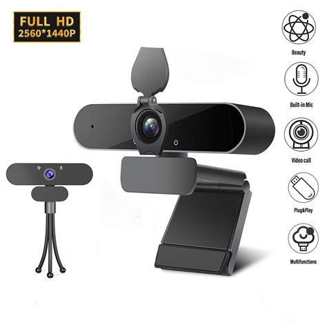 Gped 1440p Hd Webcam With Microphone 360° Wide Angle Laptop Webcam