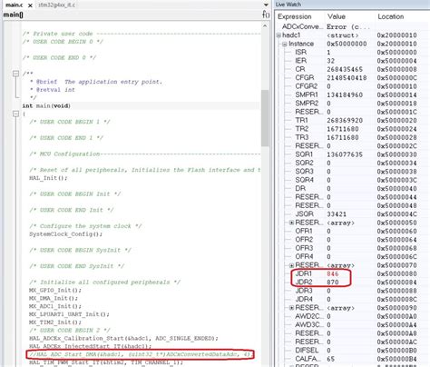 stm32g474 adc in continuous regular scanning mode
