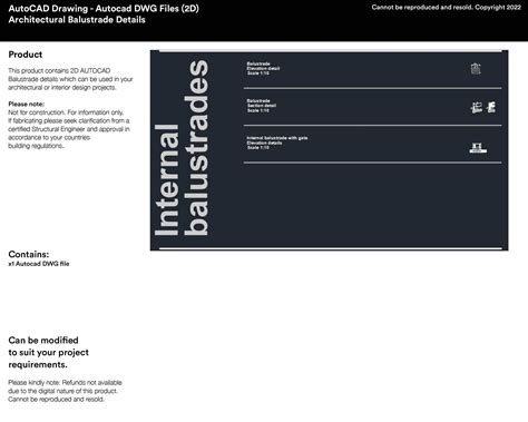 Autocad Balustrade Drawings In 2d Dwg Format Etsy