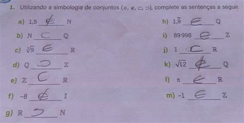 Solved Utilizando a simbologia de conjuntos C D complete as sentenças a seguir a