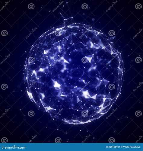 Futuristic Sphere Made Of Particles For Connect Network Flow Of Particle In Cyberspace Space